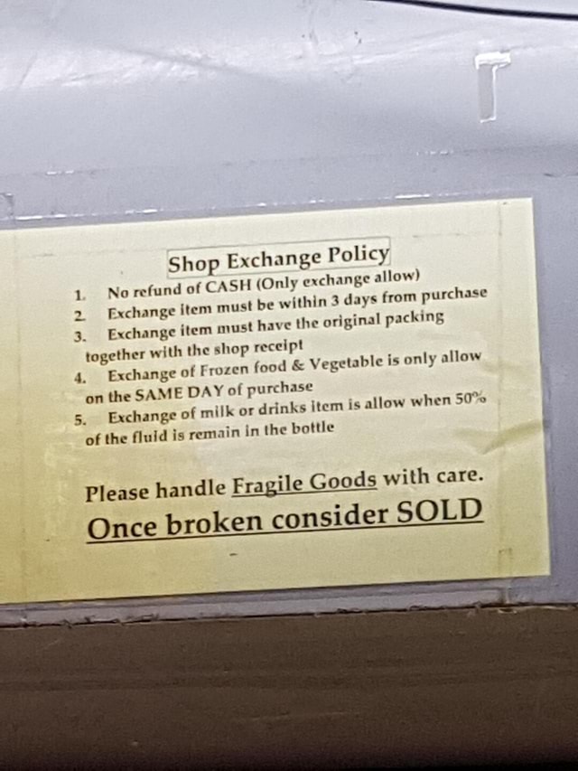 Shop Exchange Policy ASH (Only exchange allow) must be within 3 days ...