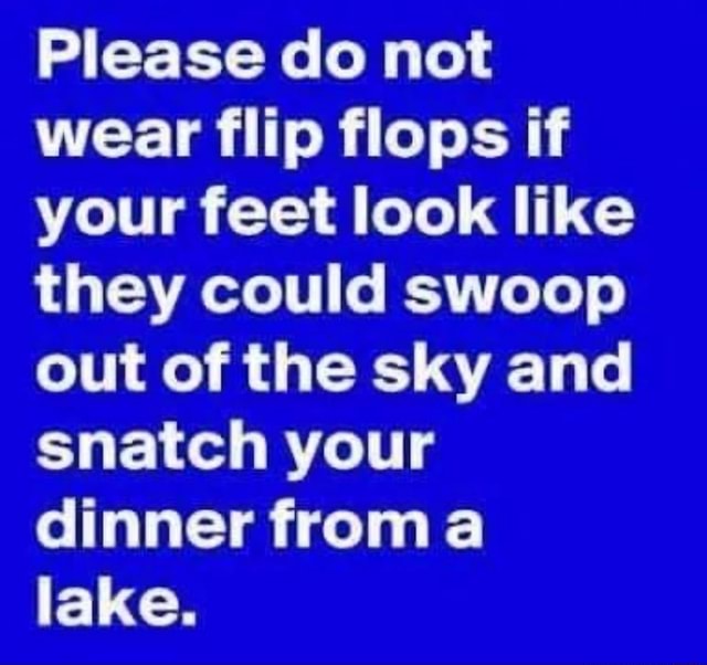 Please Do Not Wear Flip Flops If Your Feet Look Like They Could Swoop Please Do Not Wear Flip Flops If Your Feet Look Like They Could Swoop