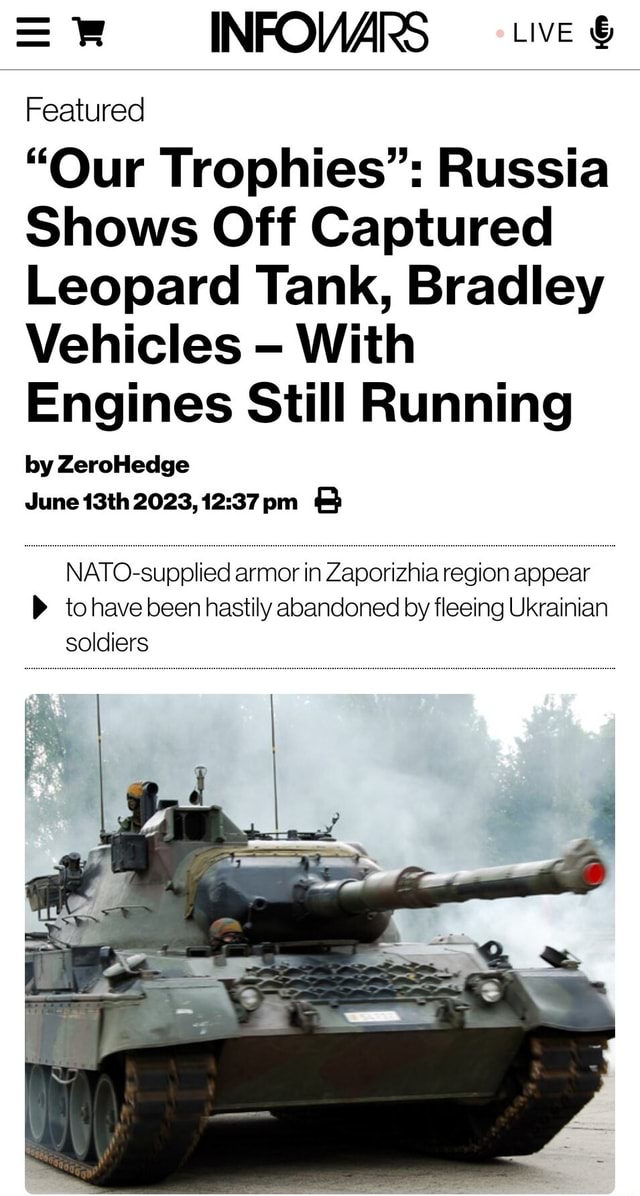 INFOURS Featured "Our Trophies": Russia Shows Off Captured Leopard Tank ...