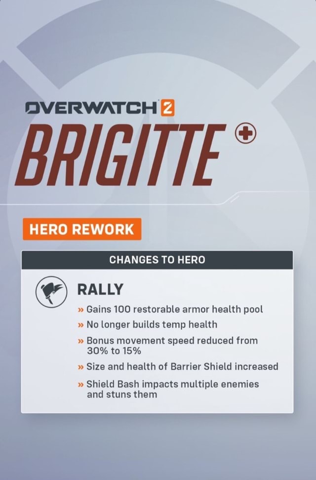 DVERWATCH BRIGITTE* HERO REWORK CHANGES TO HERO RALLY " Gains 100 ...