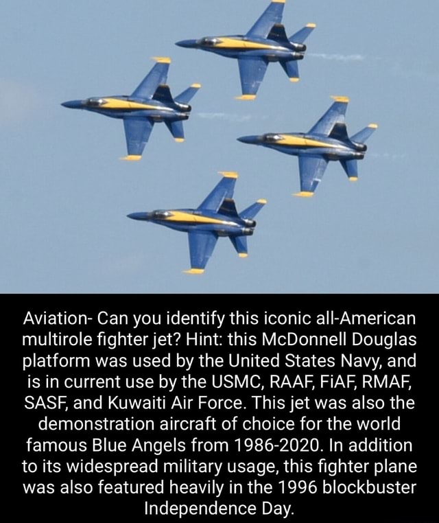 Aviation- Can you identify this iconic all-American multirole fighter ...