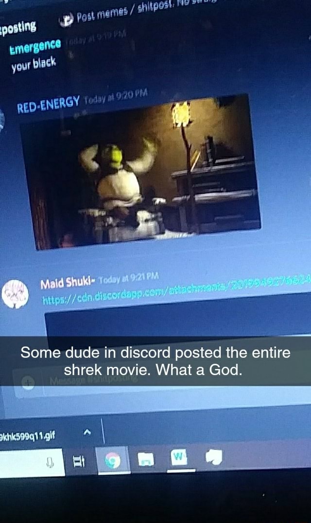 Some dude in discord posted the entire shrek movie. What a God. - iFunny