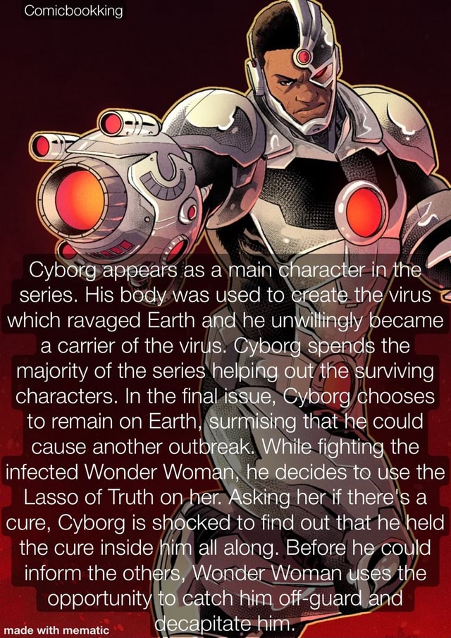 Comicbookking \ \ ow \ " Cyborg appears as a main character in the ...