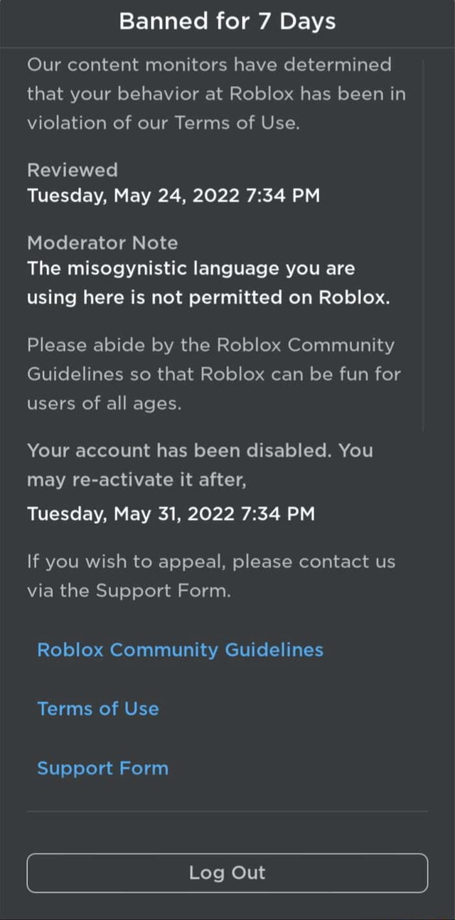 Banned for 7 Days Our content monitors have determined that your ...