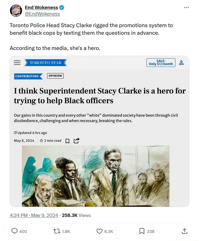 End Wokeness @ @EndWokeness Toronto Police Head Stacy Clarke rigged the ...