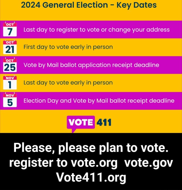 2024 General Election - Key Dates Last day to register to vote or ...