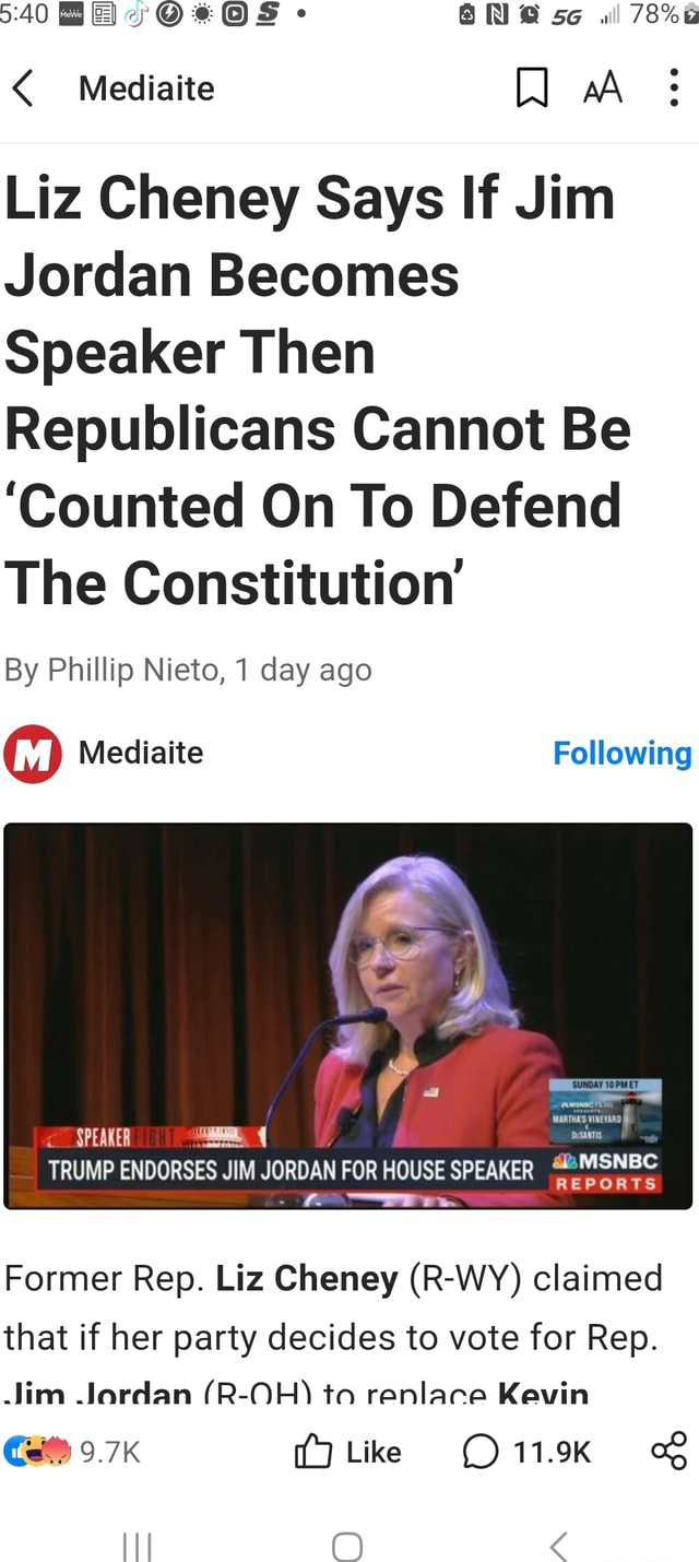 Se Mediaite Liz Cheney Says If Jim Jordan Becomes Speaker Then ...