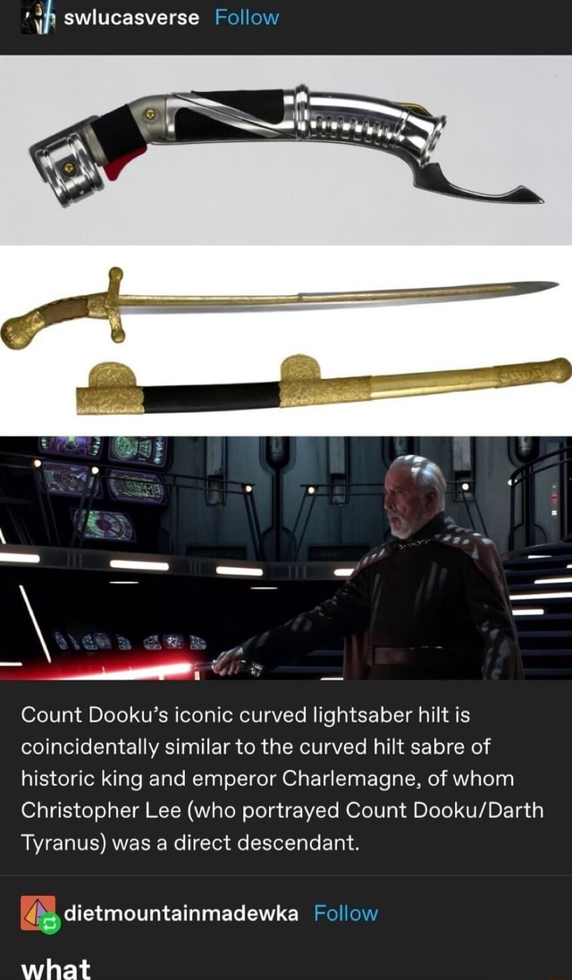 Swlucasverse Follow Count Dooku's iconic curved lightsaber hilt is ...