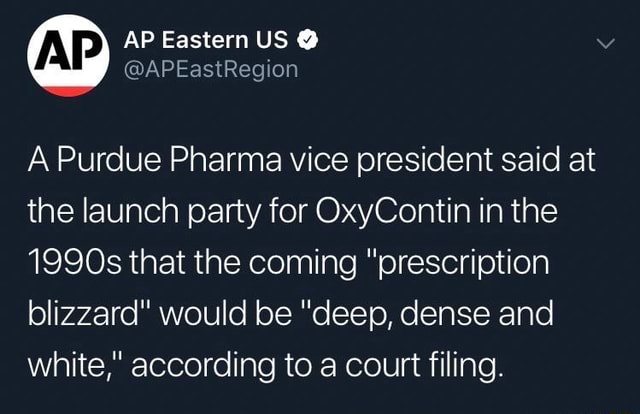 AP Eastern US @ (AP) @APEastRegion AP Eastern US A Purdue Pharma vice ...