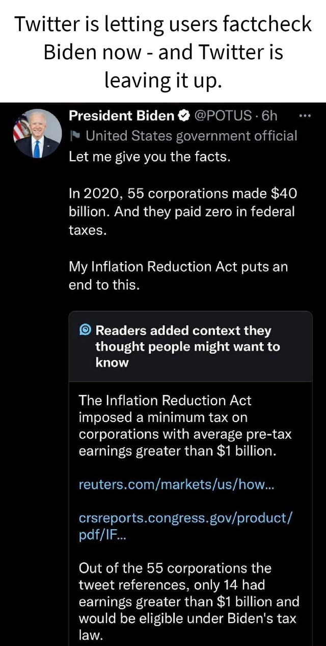 Twitter is letting users factcheck Biden now - and Twitter is leaving ...