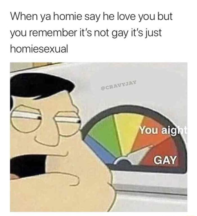 When ya homie say he love you but you remember it's not gay it's just ...