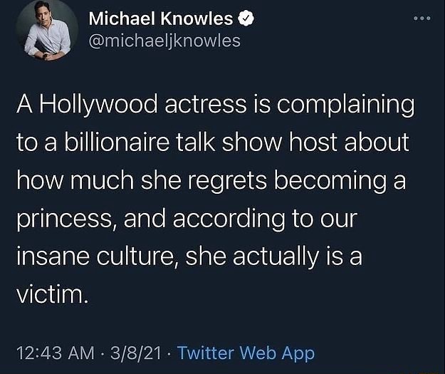 Michael Knowles @ A Hollywood actress is complaining to a billionaire ...