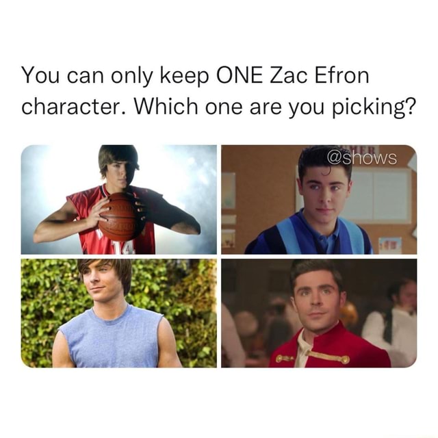 You can only keep ONE Zac Efron character. Which one are you picking ...