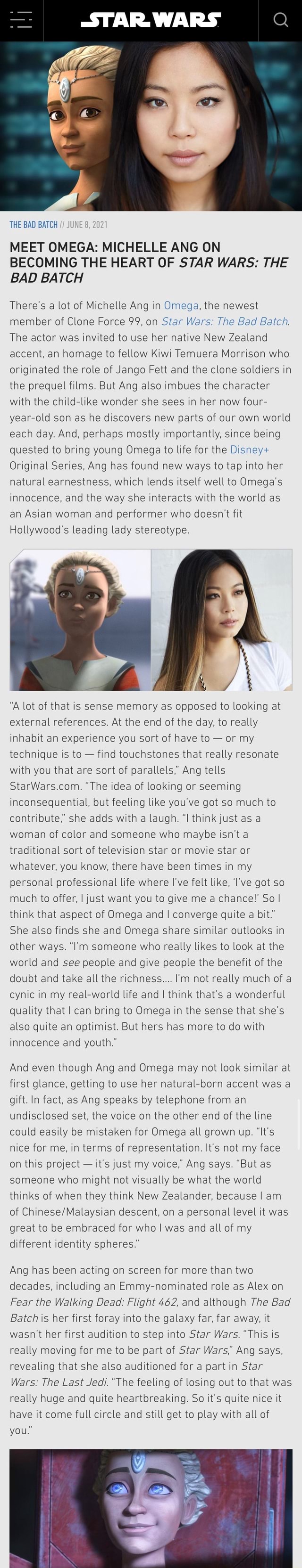STAR. WARS THE BAD BATCH MEET OMEGA: MICHELLE ANG ON BECOMING THE HEART ...