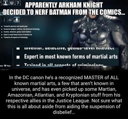 APPARENTLY ARKHAM KNIGHT DECIDED TO NERF BATMAN FROM THE COMICS Expert ...