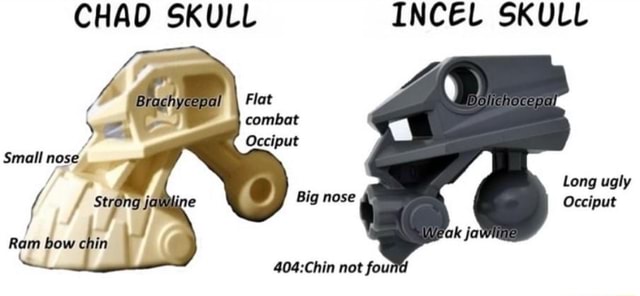 CHAD SKULL INCEL SKULL Small nose / Stro Ram bow chin Long ugly Big ...
