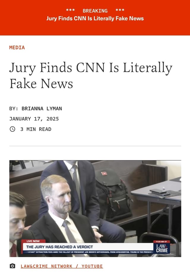 BREAKING Jury Finds CNN Is Literally Fake News MEDIA Jury Finds CNN Is ...