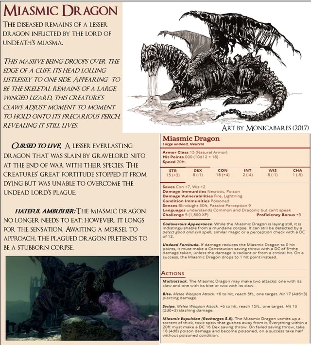 MIASMIC DRAGON 'THE DISEASED REMAINS OF A LESSER. DRAGON INFLICTED BY ...
