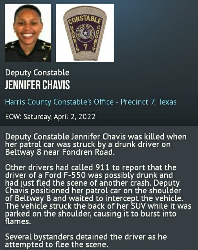 Deputy Constable JENNIFER CHAVIS Harris County Constable's Office ...