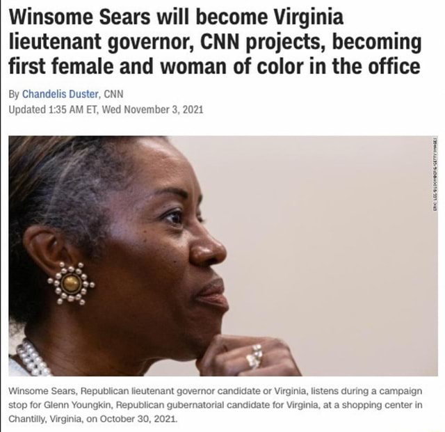 Winsome Sears Will Become Virginia Lieutenant Governor Cnn Projects