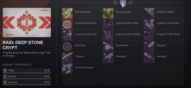 DEEP STONE CRYPT RAID GEAR - RAID: DEEP STONE CRYPT Trophies from the ...