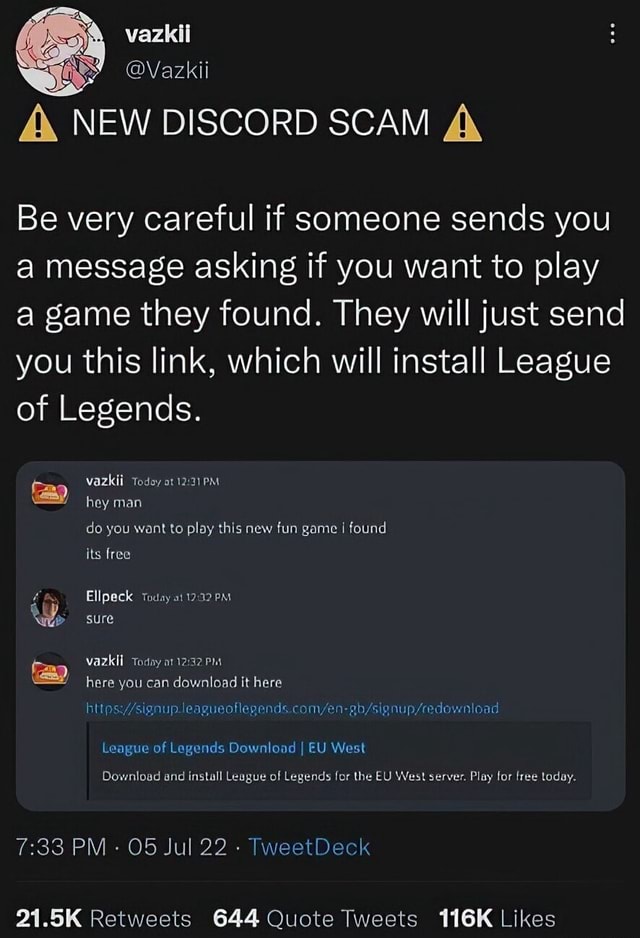 Vazkii SON A NEW DISCORD SCAM & Be very careful if someone sends you a ...