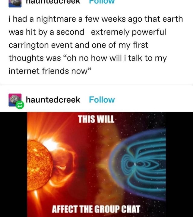 I had a nightmare a few weeks ago that earth was hit by second ...