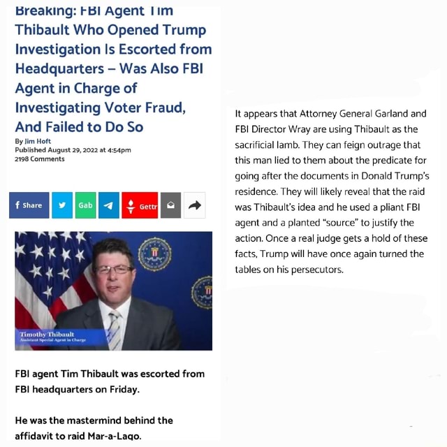 Breaking: FBI Agent Iim Thibault Who Opened Trump Investigation Is ...