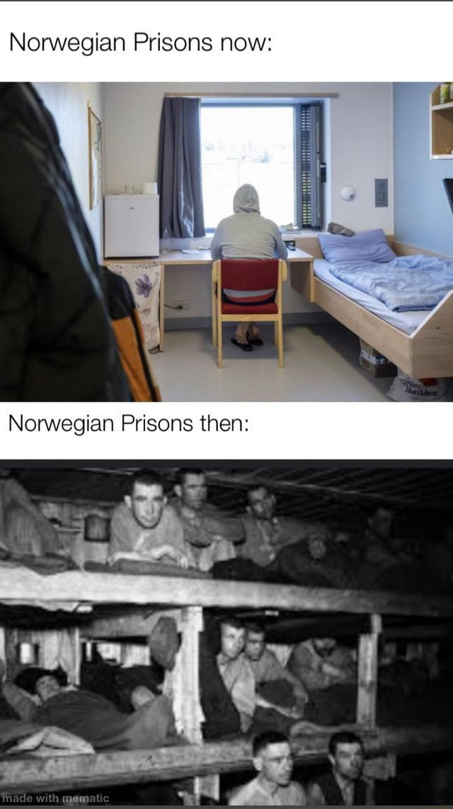 Norwegian Prisons now: Norwegian Prisons then: - iFunny