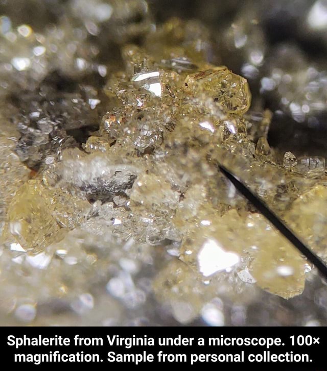 Sphalerite from Virginia under a microscope. 100x magnification. Sample ...