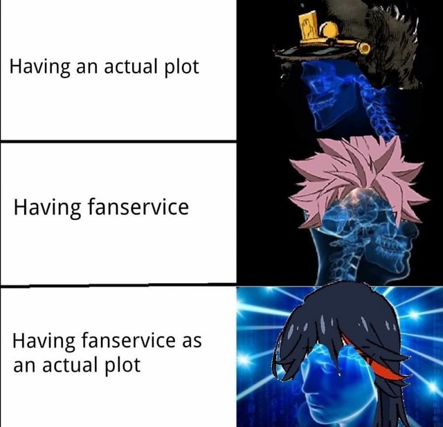 Having an actual plot Having fanservice Having fanservice as an actual ...