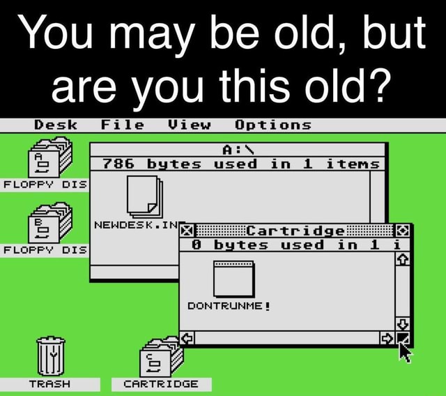 You may be old, but are you this old? Desk File Yiew Sy AN bytes used ...
