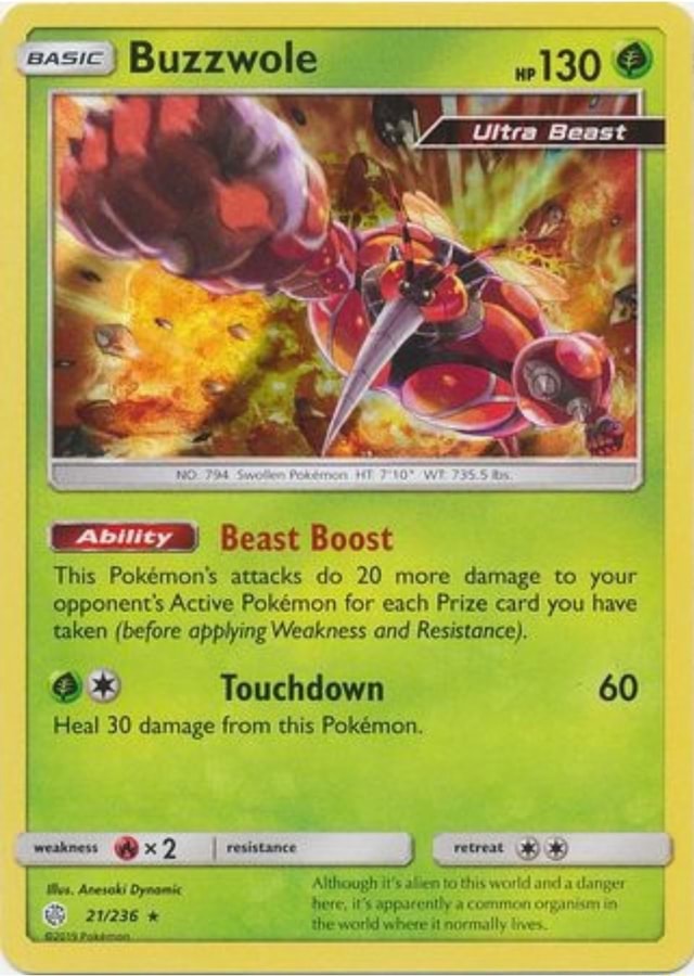 BASIC Buzzwole w130 - Al Beast Beast Boost This Pokemon's attacks do 20 ...