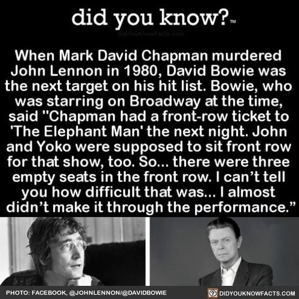 Did you know?. When Mark David Chapman murdered John Lennon in 1980 ...