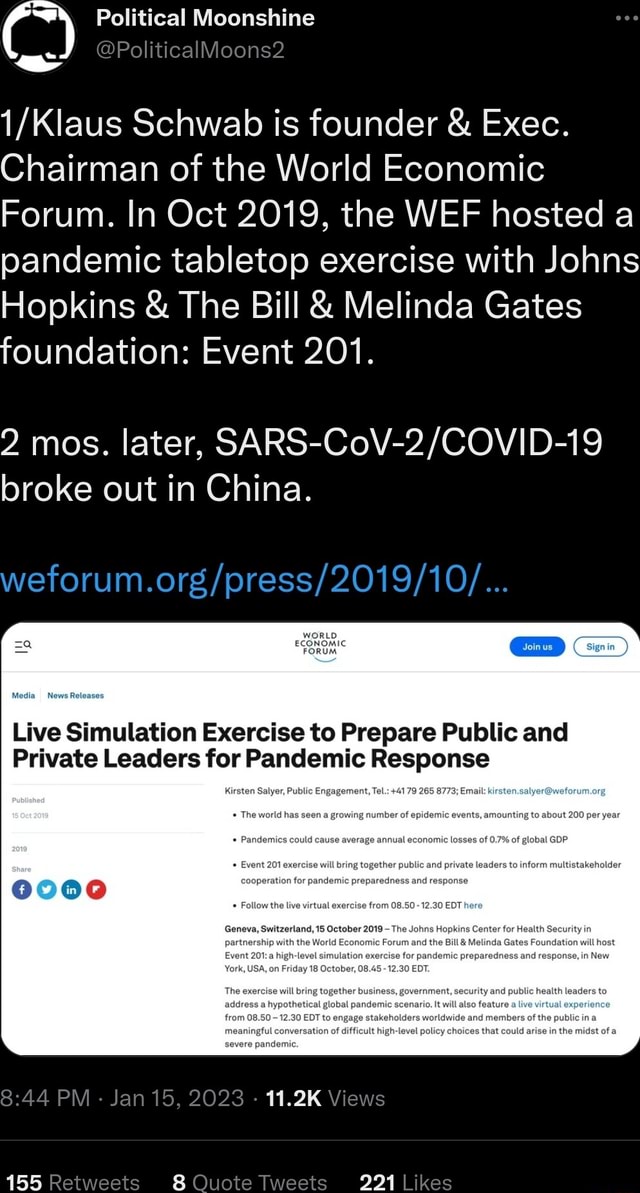 Political Moonshine Schwab is founder & Exec. Chairman of the World ...