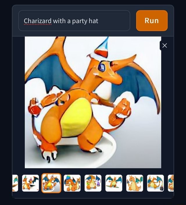 Charizard with a party hat Run - iFunny