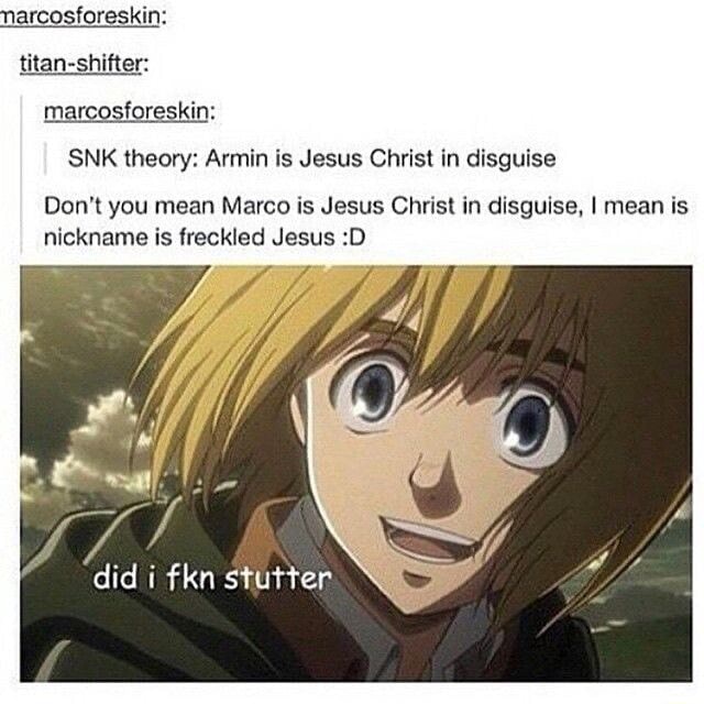 Narcosforeskin: marcosforeskin: SNK theory: Armin is Jesus Christ in ...