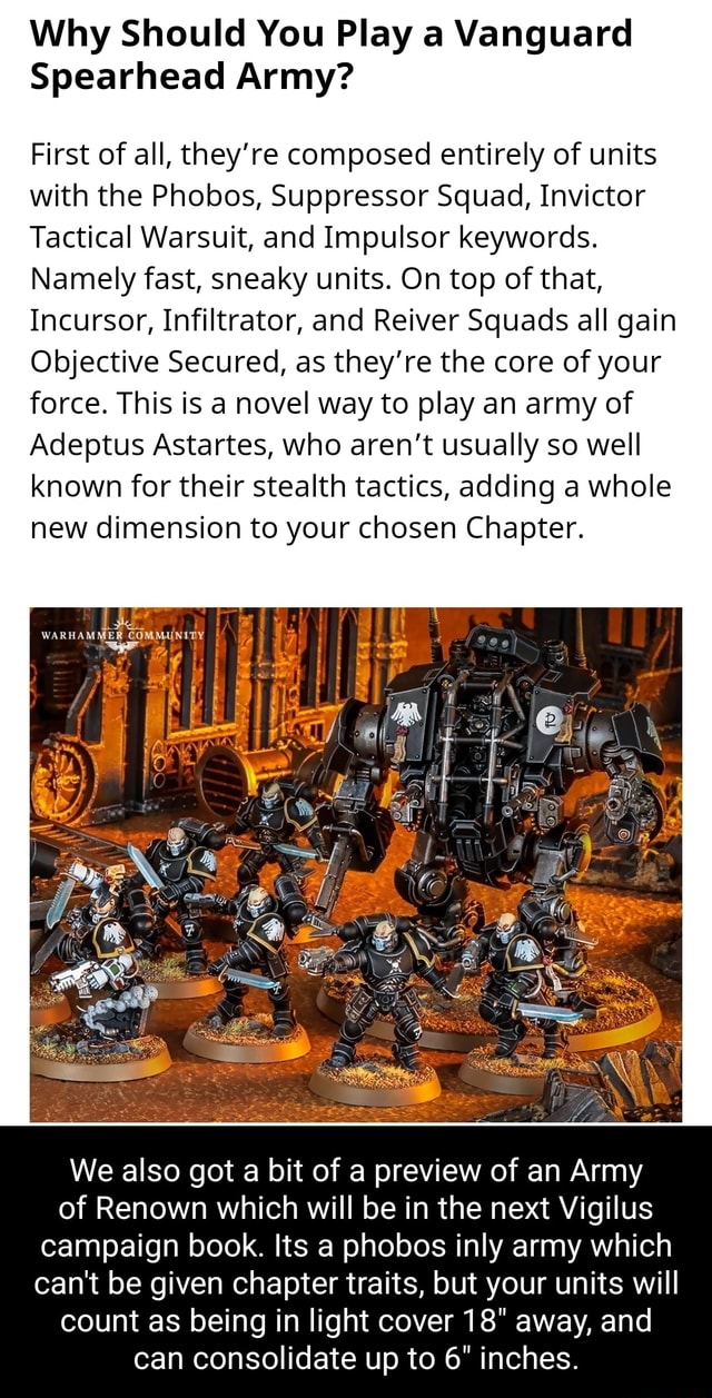 Why Should You Play a Vanguard Spearhead Army? First of all, they're ...