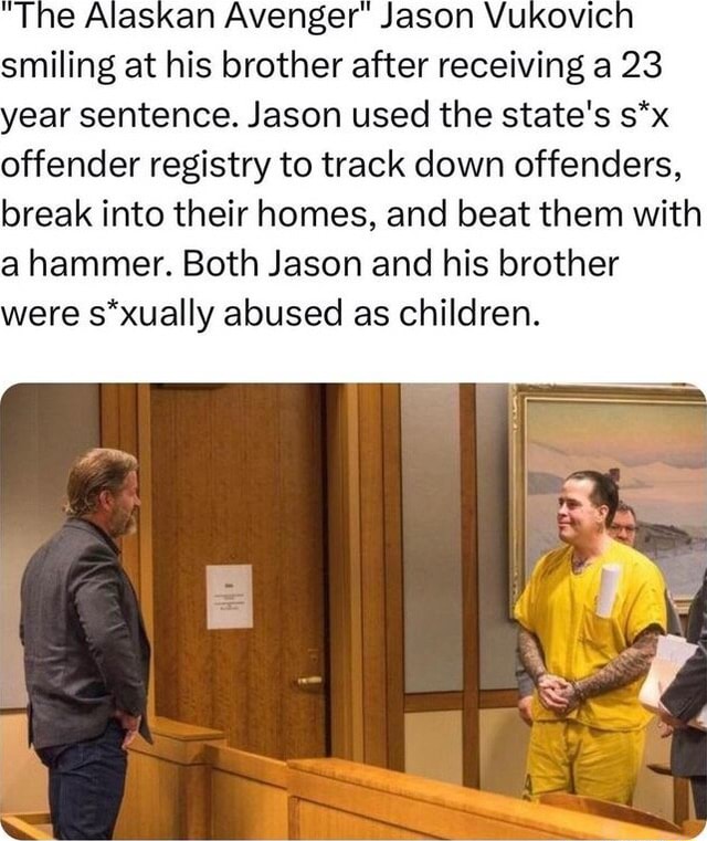 "The Alaskan Avenger Jason Vukovic smiling at his brother after ...
