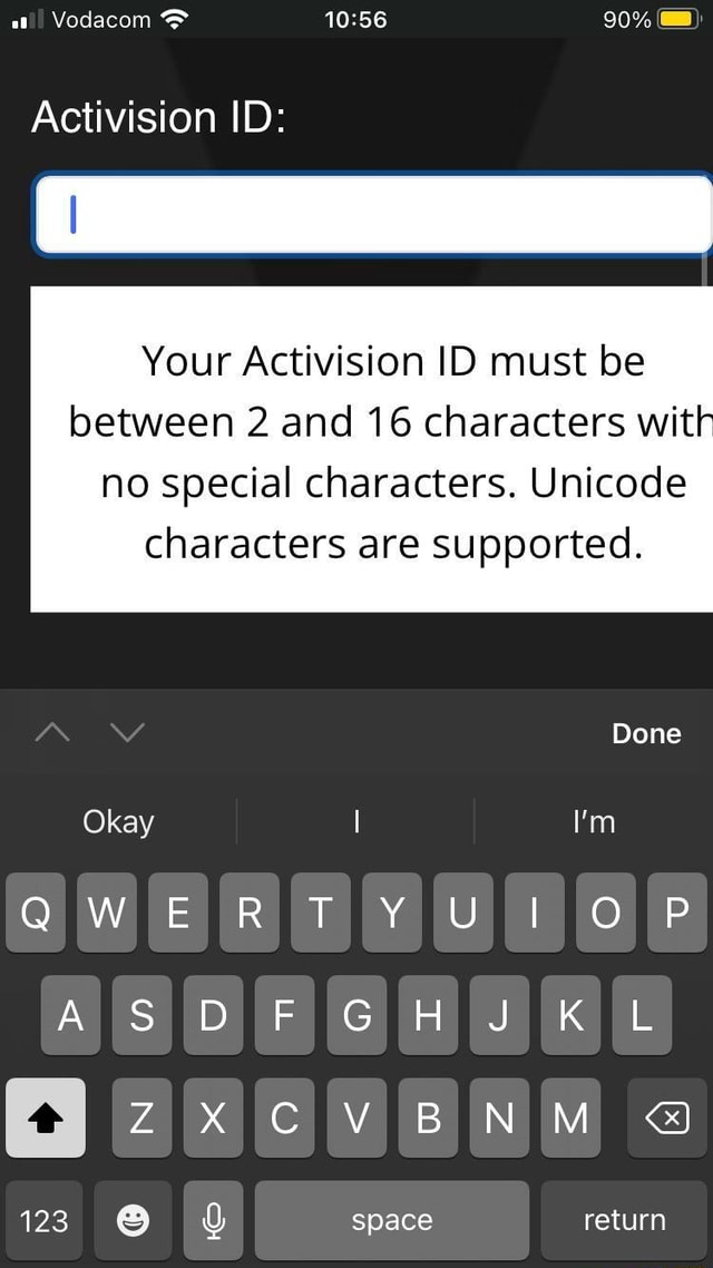 Vodacom Activision ID: Your Activision ID must be between 2 and 16 ...