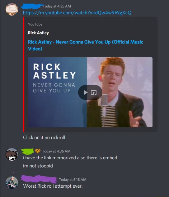 Today at 435 AM. YouTube Rick Astley Rick Astley - Never Gonna Give You ...