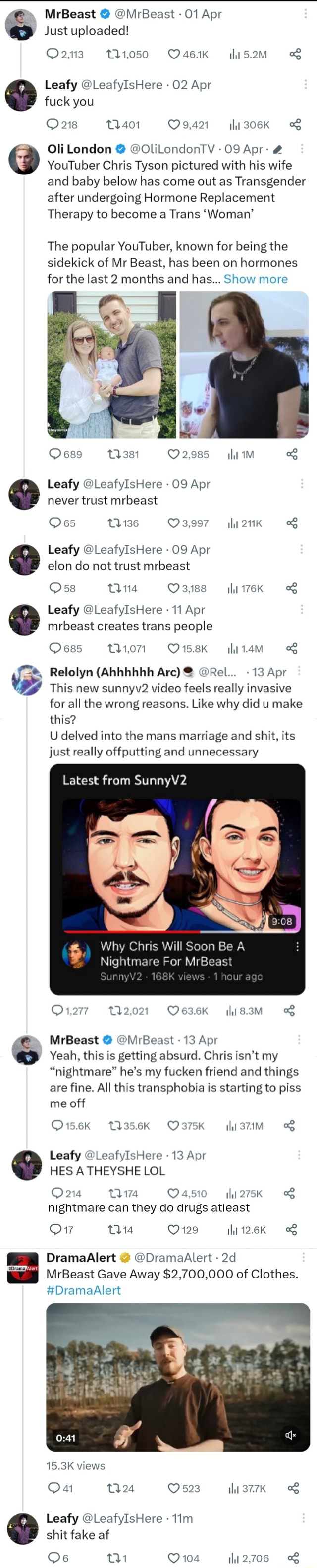 MrBeast @ @MrBeast 01 Apr Just uploaded! O 2.113 111.050 Oaeakk hy 5.2M ...