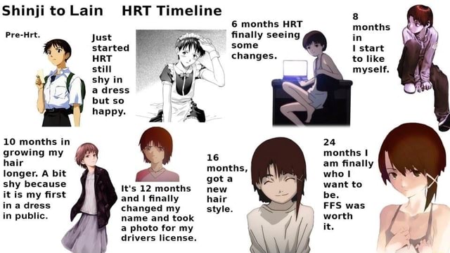 Shinji to Lain HRT Timeline 6 months ART Pre-Hrt. Just finally seeing ...