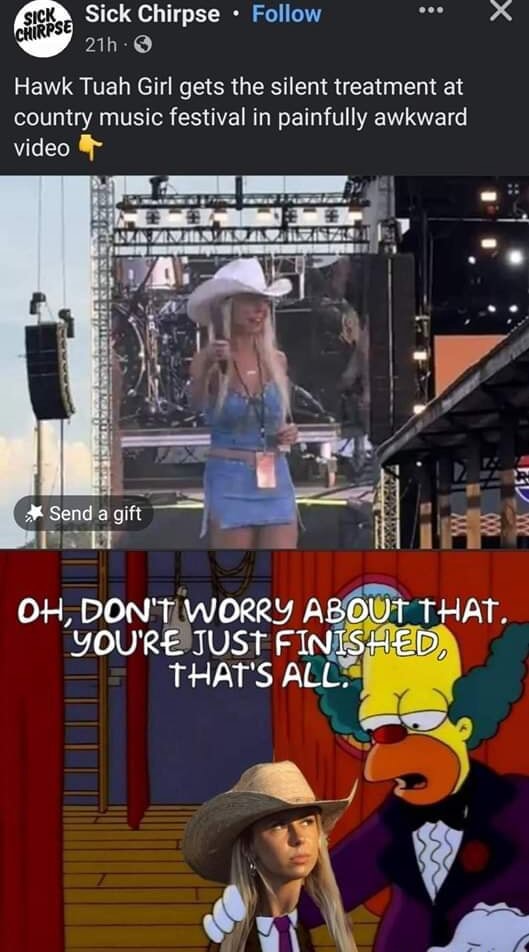 Sick Chirpse Follow Hawk Tuah Girl gets the silent treatment at country ...
