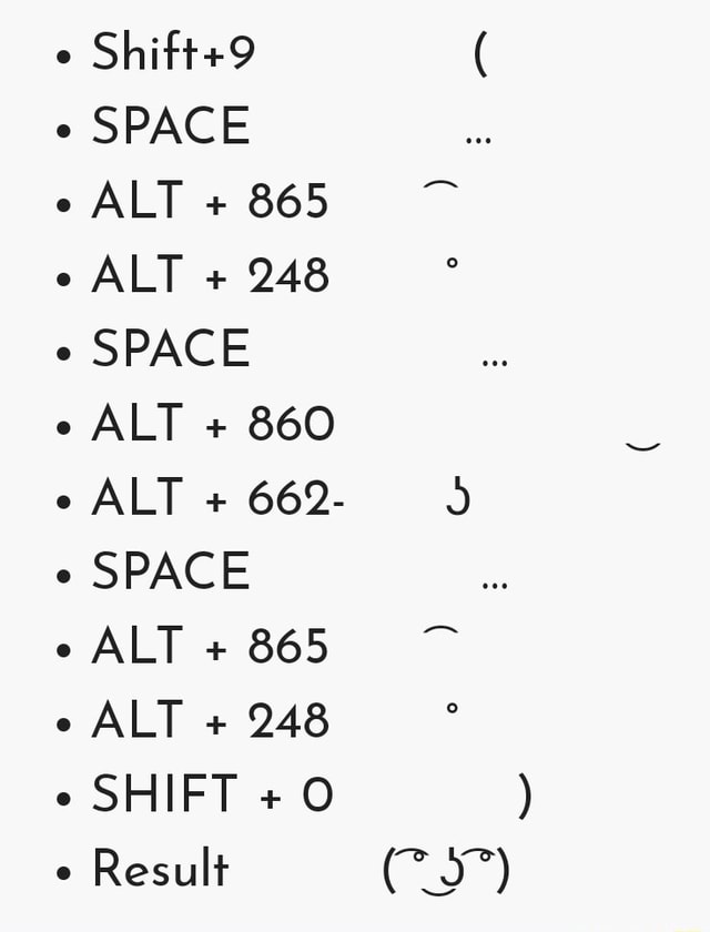 SPACE ALT +865 ALT + 248 SPACE ALT + 860 ALT + 662- SPACE ALT +865 ALT ...