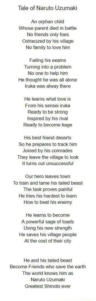 Tale of Naruto Uzumaki An orphan child Whose parent died in battle No ...