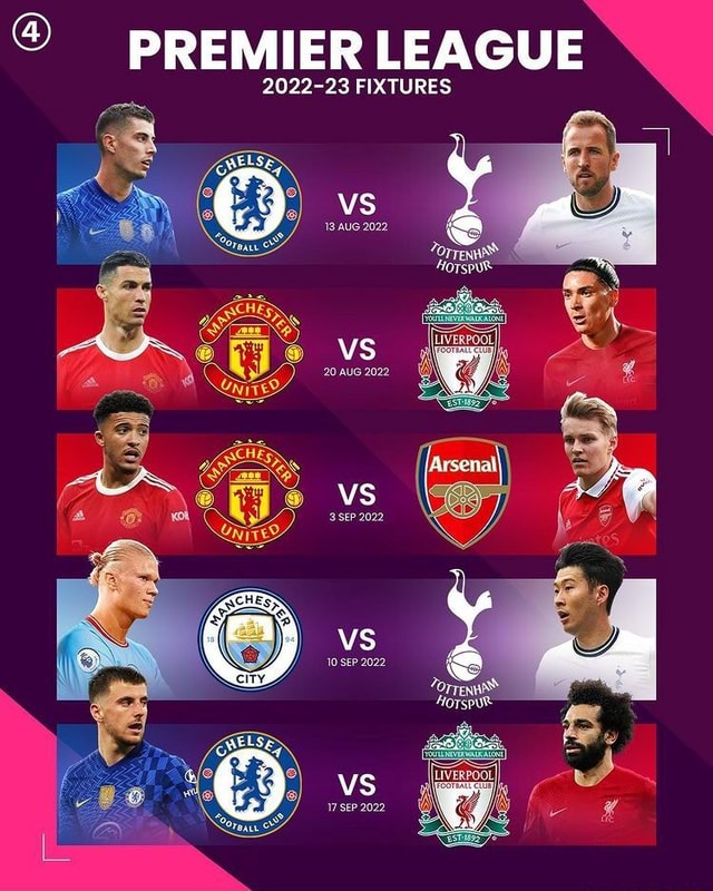 PREMIER LEAGUE 2022-23 FIXTURES vs 13 AuG 2022 vs 20 aus 2022 vs SEP ...