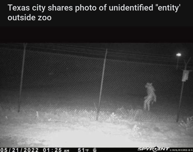 Texas city shares photo of unidentified "entity' outside zoo - iFunny