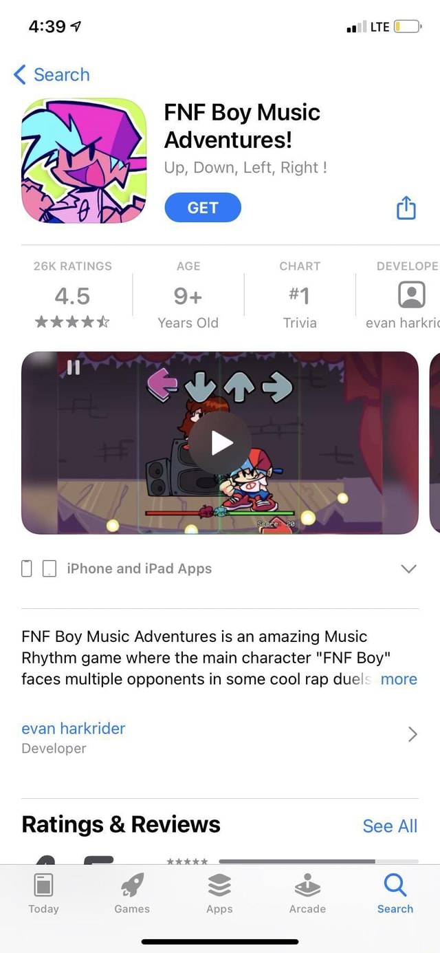 7 LTE) Search FNF Boy Music Adventures! Up, Down, Left, Right ! GET ...