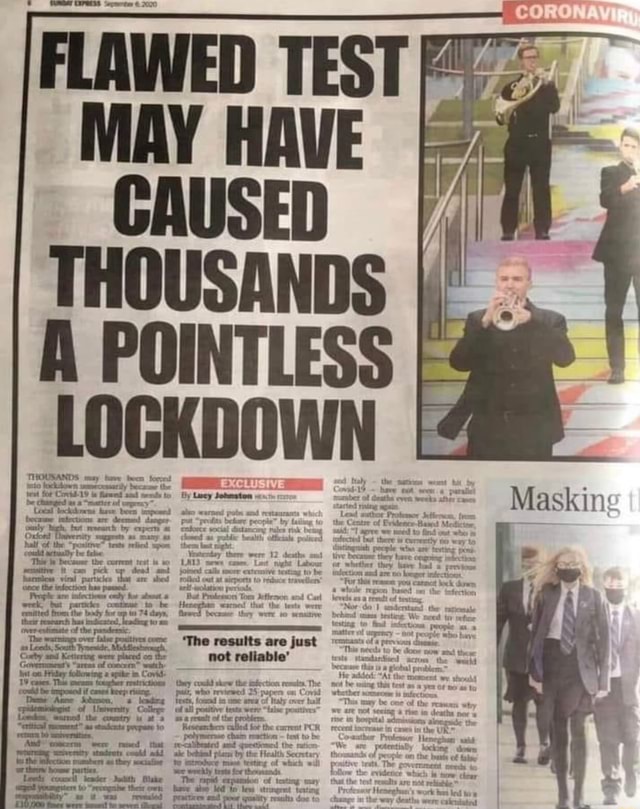FLAWED TEST MAY HAVE CAUSED THOUSANDS A POINTLESS LOCKDOWN THOUSANDS ...